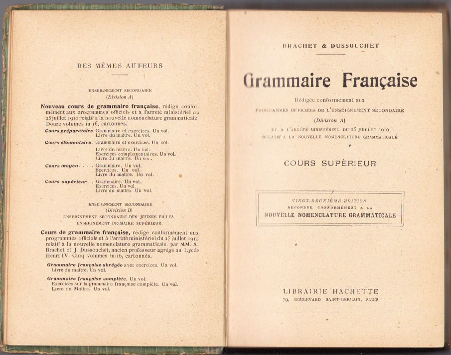 Grammaire francaise. Cours superieur, 1928 - Historiarum