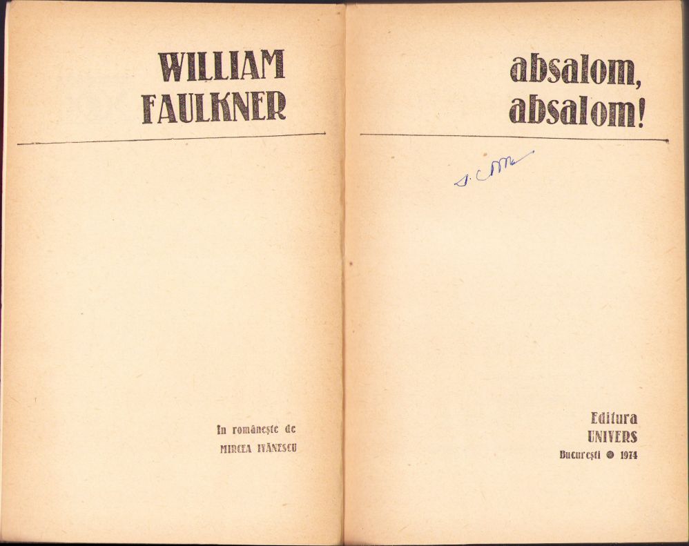 Absalom, Absalom! de William Faulkner, 1974 - Historiarum